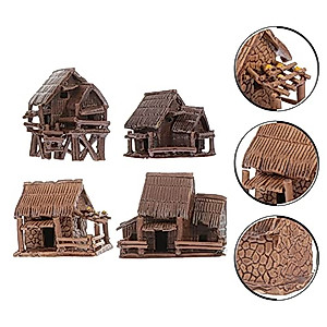 HANABASS Ornaments Pot Succulents Miniature Ceramic Gardening Hut Aquarium Villages Thatched Terrarium Figurine Thumbnail Mini Garden Huts Vintage Ornament Crafts Micro Patio Village