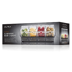 Final Touch 5 Piece Garnish Bar Caddy - Keep Ingredients Organized and Sanitary - 4 Removable Containers with Lids - BPA-Free Acrylic (FTA2000)