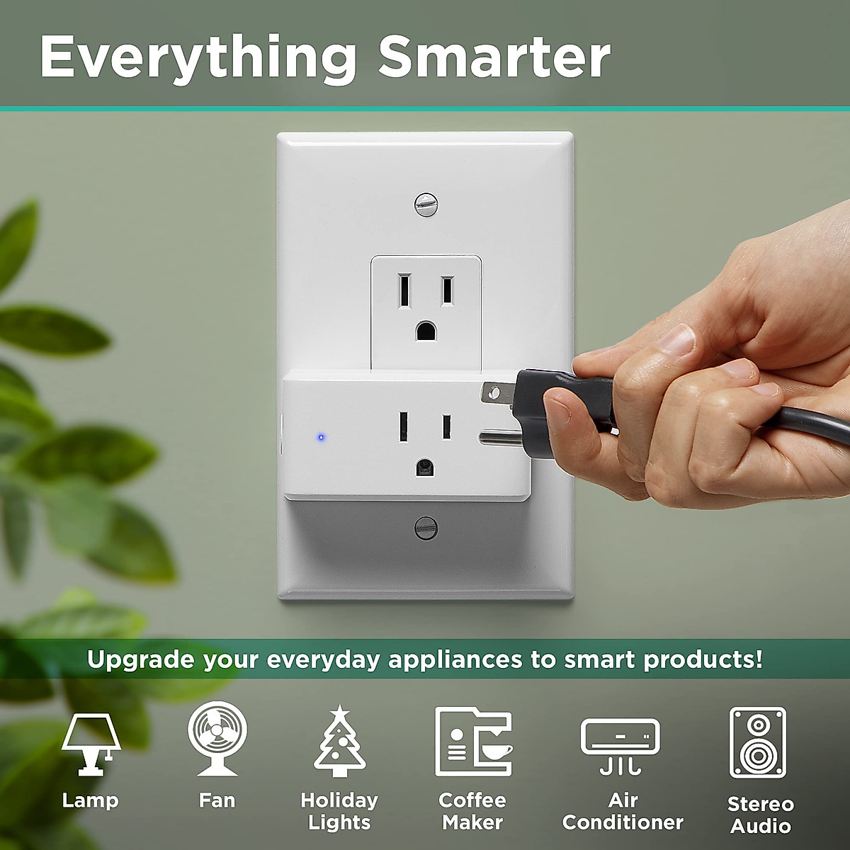 iHome Flow Smart Plug with Energy Monitoring and Timer Function, Wireless Wi-Fi Outlet Socket with On/Off Button, No Hub Required, Compatible with Alexa, Echo, and Google Home, 2-Pack