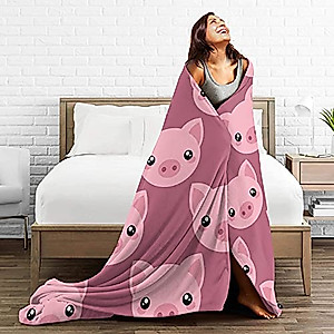 Gadimen Cute Cartoon Pig Flannel Fleece Throw Blanket, Super Soft Lightweight Blankets for All Season, Fleece Blankets for Couch/Bed, Fuzzy Plush Blanket for Home Decorations 50x40 inches
