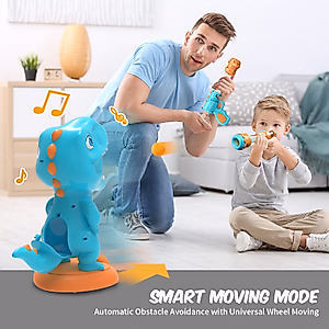 EagleStone Moveable Dinosaur Shooting Toys for Boys, Kids Target Shooting Games w/ 2 Air Pump Gun LCD Score Record& Sound, 48 Foam Balls Electronic Target Practice Gift Toys for Toddlers 5 6 7 8 9