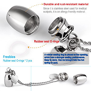 ChunlongFour Waterproof Pet Urn Necklace for Dogs Ashes, Cat Dog Urn Ashes Necklace for Cremation Ash Keepsake Memorial Jewelry Pend