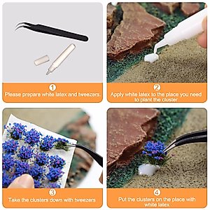 Miniature Vegetation Bushy Shrubs Tuft Flowers with Model Bases War Game DIY Railway Terrain Scenery (D)