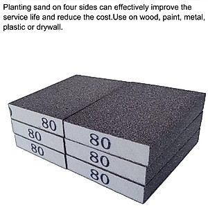 Tonmp 6 Pack 80 Grit Medium Sanding Sponge, Washable and Reusable Great for Pot Brush Pan Brush Sponge Brush Glasses Sanding Wood Sanding Metal Sanding (80 Grit-6 Pack)