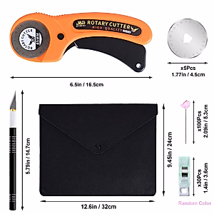 146 Pcs Rotary Cutter Set for Fabric，45mm Rotary Cutter Tool Kit with Cutting Mat，Tape Measure，Carving Knife，Storage Bag，Replacement Cutter Blades，Rotary Cutter Kit for Sewing and Quilting