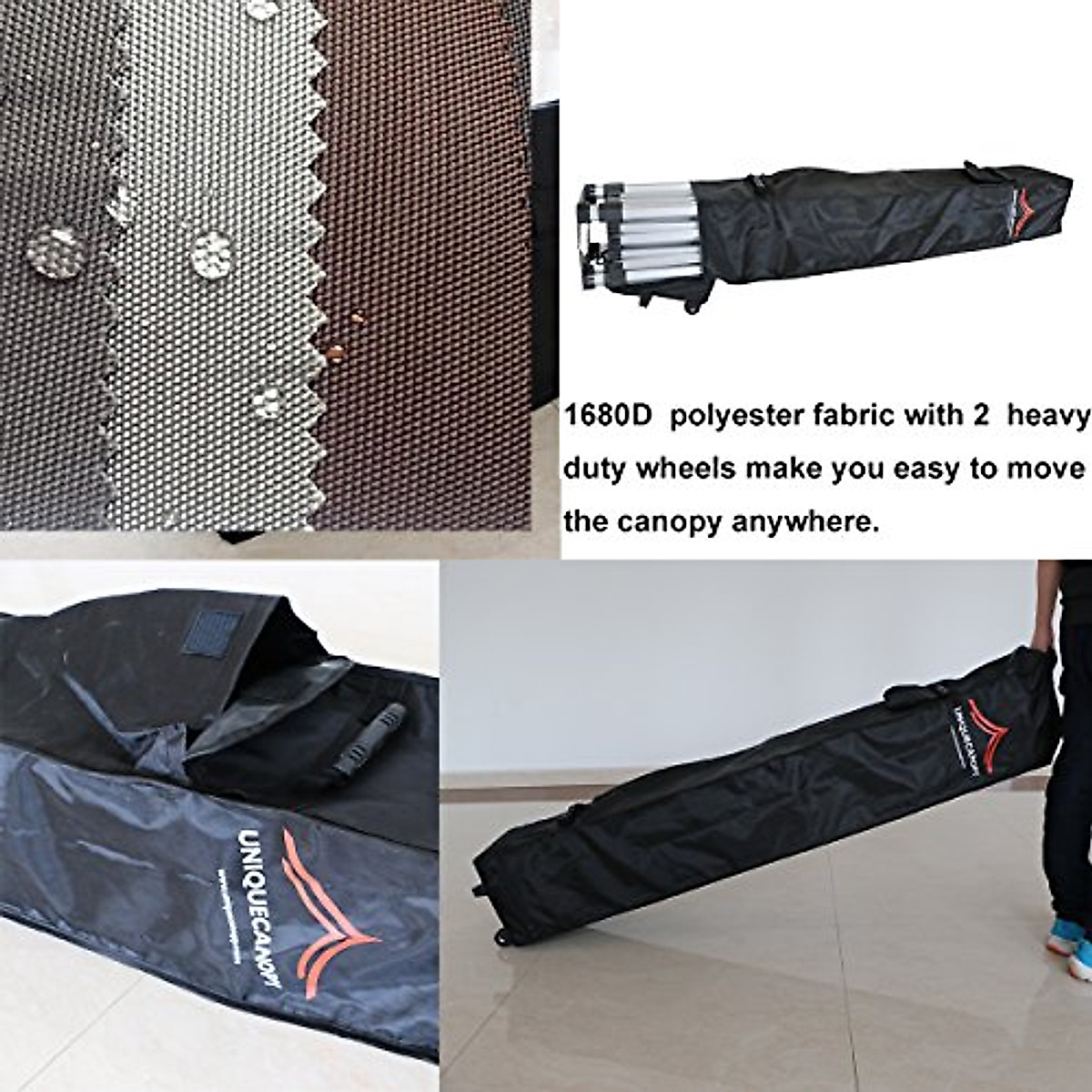 UNIQUECANOPY 8'x8' Pop Up Canopy Tent Commercial Instant Shelter, with 4 Removable Zippered Side Walls and Heavy Duty Roller Bag, 4 Sand Bags White