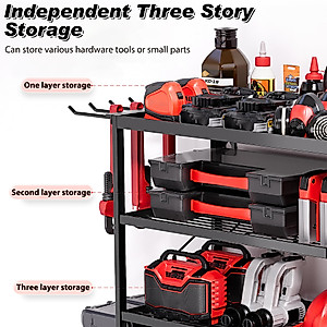 CATCHLUCK Power Tool Organizer Power Tool Storage 6 Drill Holder Wall Mount, Heavy Duty Metal Power Tool Rack 4 Layer 12 Hooks Tool Organizer