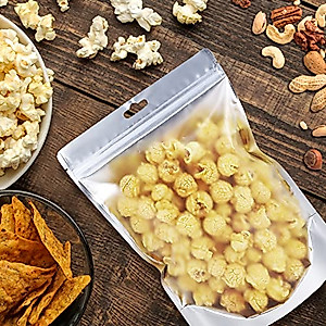 Resealable Bags, Mylar Bags Smell Proof Bags with Clear Window,Packaging Bags for Storage Coffee Beans, Cookie, Lipstick, Candy，White