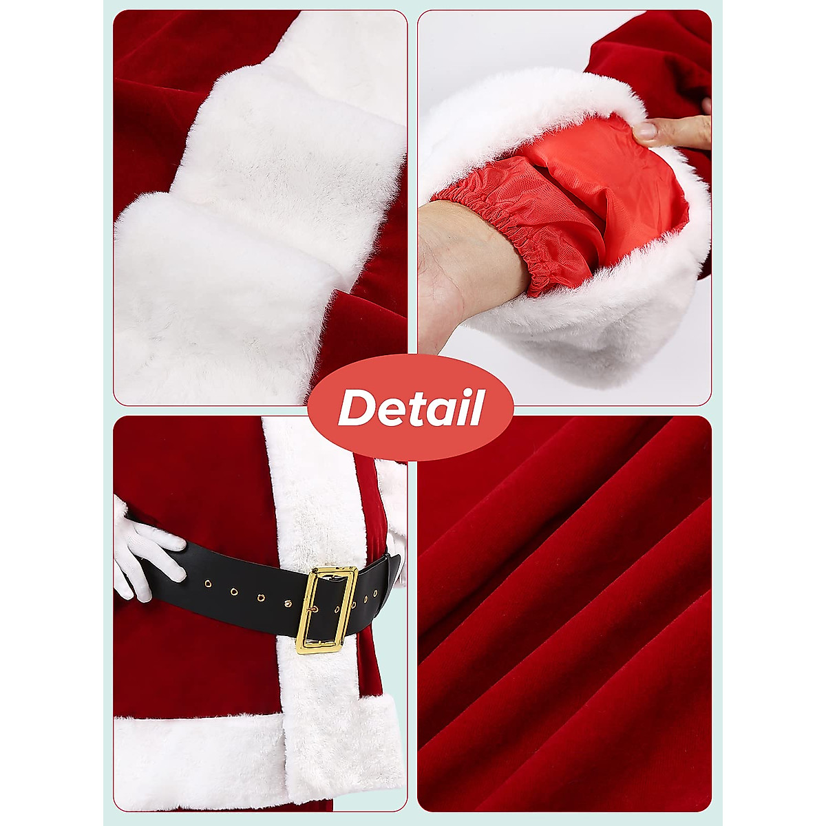 Mojonnie Santa Claus Costume for Men Christmas Santa Suit Adults Men Deluxe Velvet Santa Costume for Men