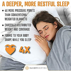 Adult Weighted-Blanket 15 lbs Gray - 60''x80'' Heavy Full/Queen Size 2 Piece Set, Glass Beads Filled Premium Calming Weighted Blanket with Soft Removable Cotton Mink Duvet Cover