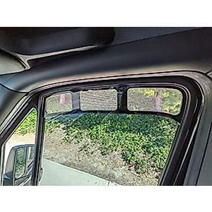 White Top Adventures Bug-out 2.0 Mercedes Sprinter Van window vent screen insert for 2007- Present. Sold as Sets