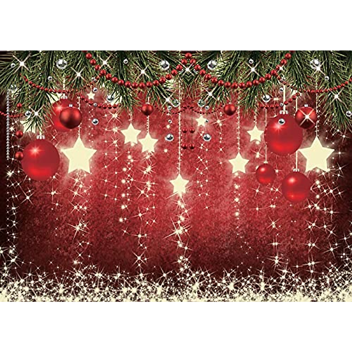 CHAIYA 8X6ft Red Christmas Backdrop Sparkling Stars Christmas Backdrops for Photography Glittering Stars Kids Christmas Backdrop for Pictures New Year Backdrop for Party Decorations cy128