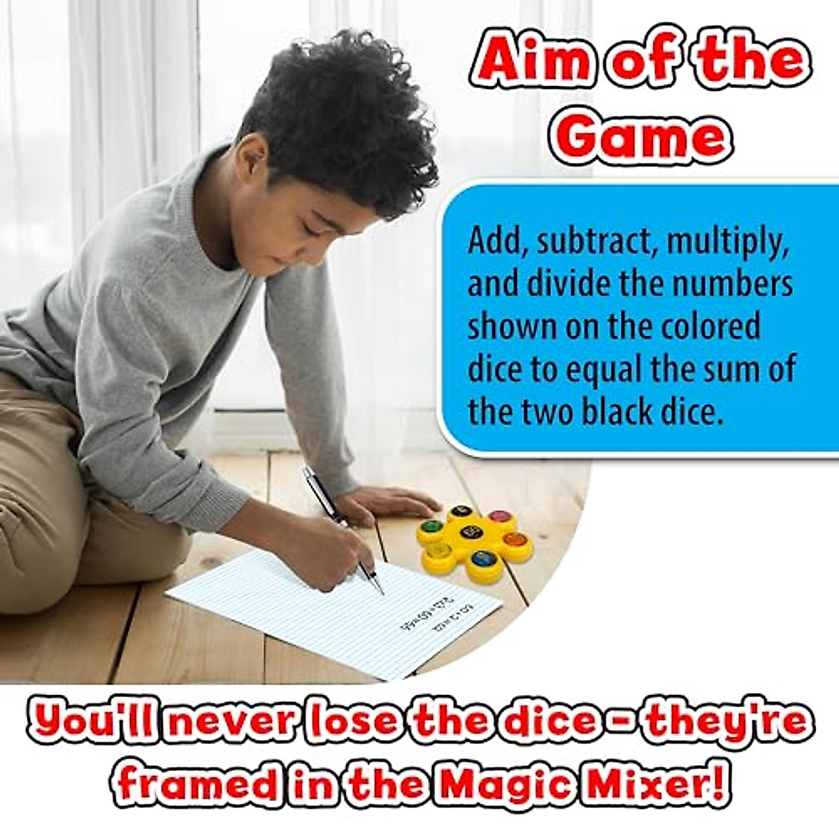 Small World Toys Math Fidget Toys for Kids 8–12, Math Magic Mixer Educational Games with Math Dice and Score Pad, Handheld Games for Kids, Fidget Game Math Manipulatives Learning Games