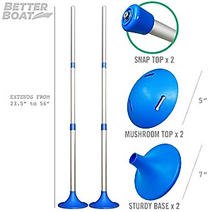 Boat Cover Support Poles 2 PK Support Systems - Two Adjustable Small to Large Posts Boat Cover Pole for Jon Boat Pontoon Boat Cover Aluminum Boat Tarps Bimini Tops Marine Grade