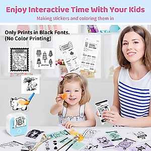 Ponek T02 Mini Sticker Printer - Wireless Sticker Maker Machine, Receipt Printers Pocket Mini Printer for iPhone, Mini Thermal Printer with 3 Rolls Thermal Paper for Journal, Memo, Photo