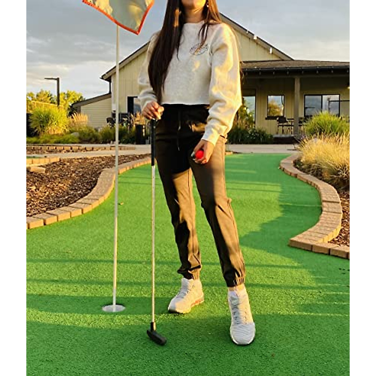 G4Free Joggers Pants for Women Stretch Golf Comfy Travel Pants with 4 Pockets for Casual Lounge Workout (Black,M,28")