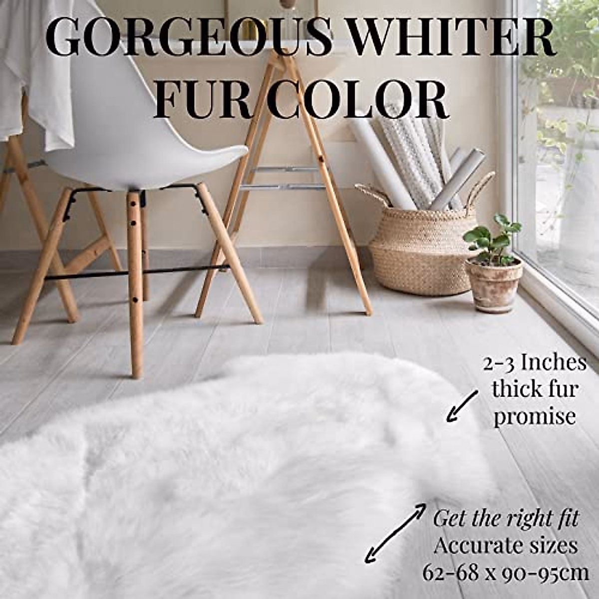 Outlavish Sheepskin Rug Genuine Fur, Luxury New Zealand Pelts, Naturally Silky Soft Lambskin, Thick & Fluffy, Long Runner for Bedroom & Living Area (2' x 6' Pearl White)