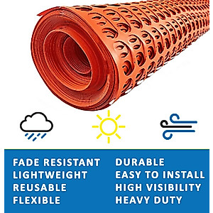 Electriduct Plastic Construction Fencing 250 Feet Orange Netting Barrier Safety Mesh Snow Fence Roll