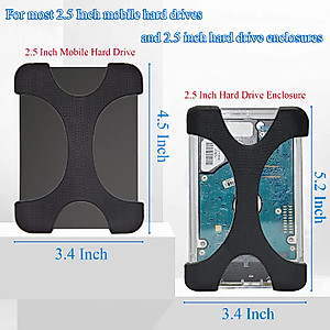 T-SIDAKE 4 Pieces of 2.5 Inch Silicone Hard Drive Protective Case, Shock Proof and Drop Proof Elasticity to Protect Your Device Safety, Suitable for 2.5 Inch Mobile Hard Drives
