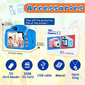 Seckton Upgrade Kids Selfie Camera, Christmas Birthday Gifts for Boys Age 3-9, HD Digital Video Cameras for Toddler, Portable Toy for 3 4 5 6 7 8 Year Old Boy with 32GB SD Card-Navy Blue