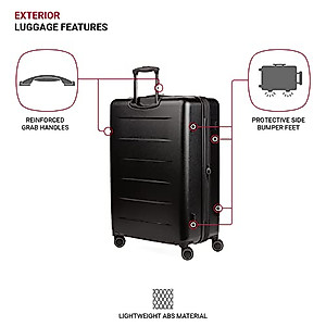 SwissGear 8020 Hardside Expandable Luggage with Spinner Wheels, Black, Checked-Large 27-Inch