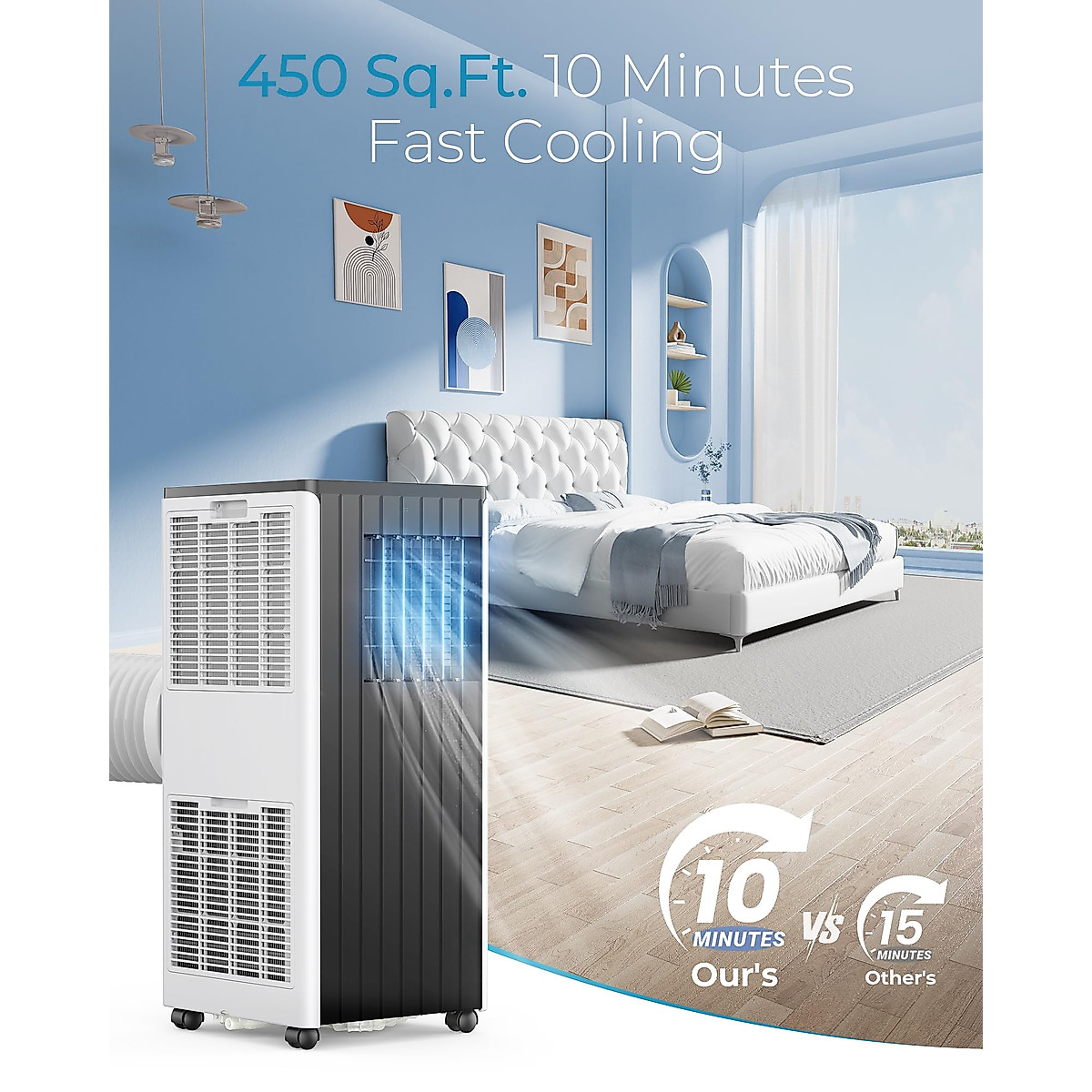 FIOGOHUMI 10000BTU Portable Air Conditioners - Portable AC Unit with Built-in Dehumidifier Fan Mode for Room up to 350 sq.ft. - Room Air Conditioner with 24H Timer & Remote Control Window Mount Kit