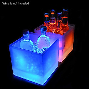 LED Ice Bucket, 3.5L Large Capacity LED Waterproof with Multi Color Changing Double Layer Square Champagne Wine Drinks Beer Bucket for KTV Party Bar Home Wedding