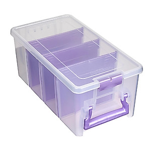 ArtBin Semi Satchel Portable Craft Organizer with 3 Dividers - Clear Plastic Storage Case for Art & Craft Supplies