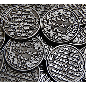 Set of 10 One Day at a Time/Serenity Prayer Pocket Token Coins