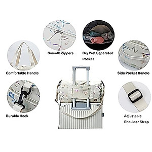 Small Gym Bag for Women, Cute Sports Travel Duffel Bags with Shoe Compartment & Wet Pocket, Carry On Weekender Overnight Bag Gym Tote Bag for Weekend Getway Workout Yoga (Pink)