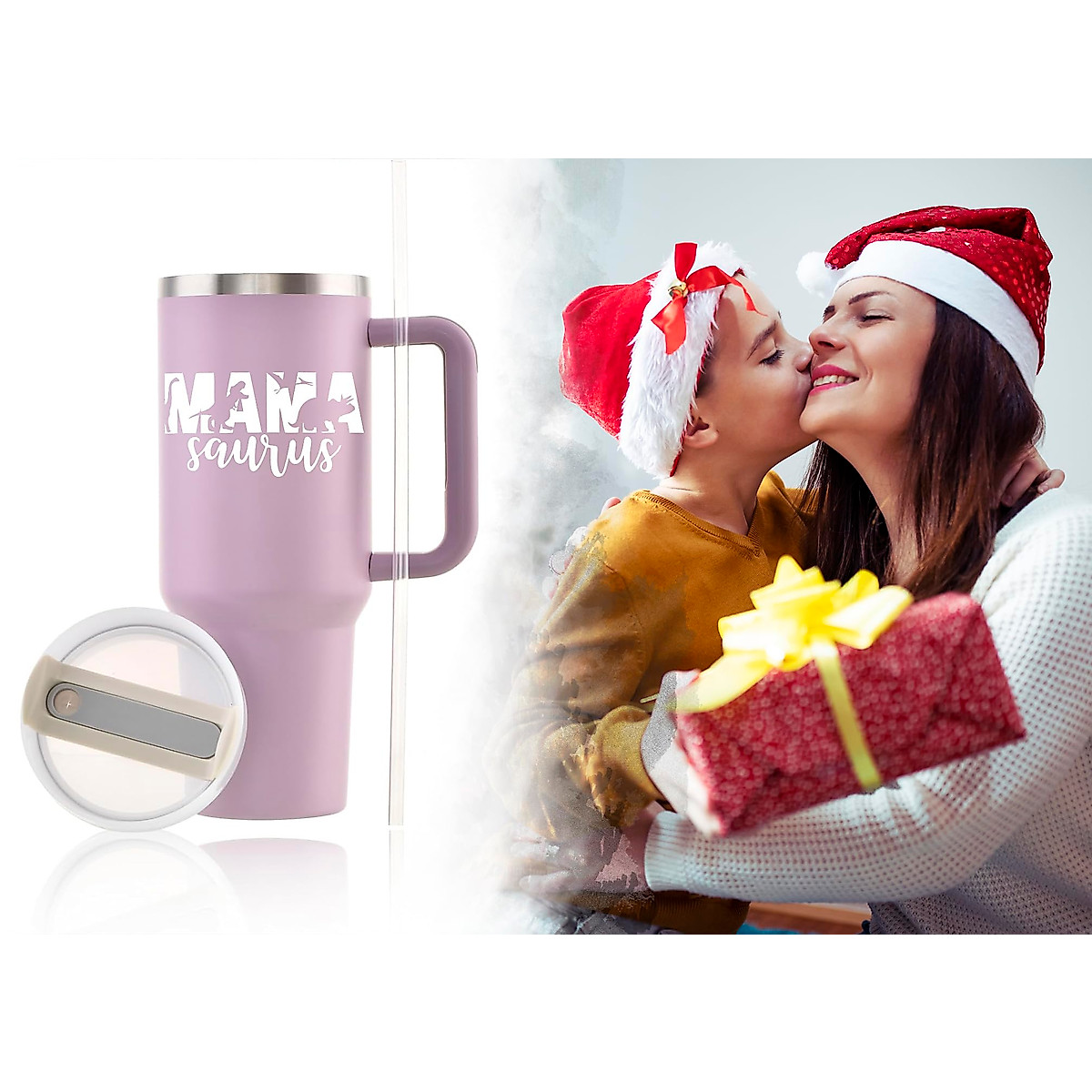 CHONG SHENG Mamasaurus 40OZ Coffe Mug - Gifts for Mama Birthday, Christmas, Mother’s Day Gifts for Mom from Kids, Mamasaurus Tumbler