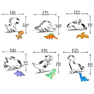 Dinosaur Cookie Cutters,hitsuki Stainless Steel Cookie Cutter Metal Cookie Cutters Fun Dino Cookie Cutters,Dinosaur Cookie Cutters for Kids Dinosaur Pancake Molds,6 Pcs