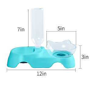 MILIFUN Double Dog Cat Bowls - Pets Water and Food Bowl Set, 15°Tilted Water and Food Bowl Set with Automatic Waterer Bottle for Small or Medium Size Dogs Cats