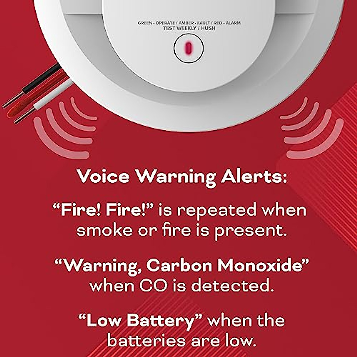 Kidde Hardwired Smoke & Carbon Monoxide Detector, AA Battery Backup, Voice Alerts, Interconnectable, LED Warning Light Indicators (Pack of 4)