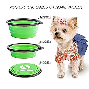 AGECASH A Collapsible Dog Bowl for Travel, 6 Pack Portable Silicone Pet Bowl, Expandable for Cat Dog Water Bowl Dish Feeding, Portable Dog Bowl with Carabiners for Walking Parking