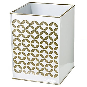Creative Scents White Bathroom Trash Can - Decorative Waste Basket for Bathroom - Durable Waste Paper Basket - Space Friendly Bath DustBin - for Elegant Bathroom Décor (Diamond Lattice Style)