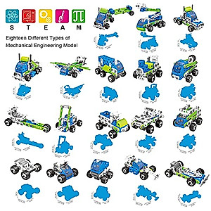 COMIN Educational Toys Building Sets STEM Learning Kit, 18 in 1 Engineering Toys Creative Set 175 Pieces for Boys/Girls/Birthday/Christmas/Holiday Age 5 6 7 8 9+ Years Old