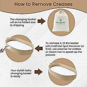 BESTOWALS Baby Changing Basket for Baby Dresser, Moses Basket for Babies, Comfortable and Stylish Cotton Rope Diaper Changing Basket with 3 Small Baskets, Easy to Carry