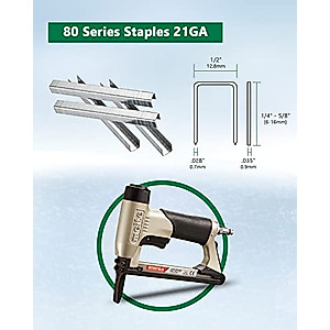 meite MT8016LN Pneumatic Upholstery Stapler 21 Gauge 80 Series 1/2-Inch Crown 1/4" to 5/8" Length Air Fine Wire Stapler Gun with Long Nose