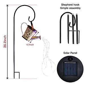 Insoiis Solar Watering Can with Lights String, Hanging Solar Waterfall Lights, Waterproof Retro Metal Kettle Lights, Outdoor Garden Decor Light for Pathway Lawn Patio Deck Walkway Courtyard