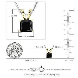 Dazzlingrock Collection 1.00 Carat (ctw) Princess Black Diamond Solitaire Pendant With 18 Inch Chain With Silver Chain 1 CT, 10K White Gold