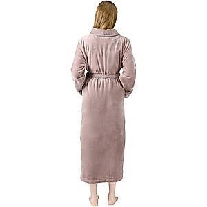 NY Threads Women Fleece Shawl Collar Bathrobe Plush Long Robe, X-Large, Taupe