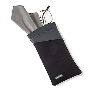 Carson Eyeglass Pouch with Built-in Microfiber Cloth for Eyewear and Sunglasses, Grey (EC-10BKGY) Small