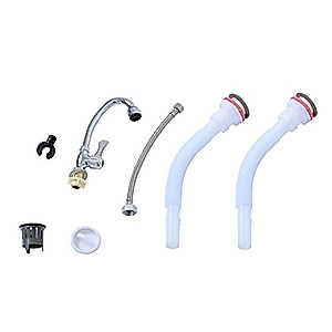 Outsunny Portable Folding Camping Sink Table with Faucet and Dual Water Basins, Outdoor Fish Table Sink, 40''