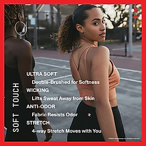 Champion Sports, Soft Touch, Moisture-Wicking, Moderate Support Bra for Women (Plus, Black, Large