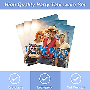 40Pcs One Piece Party Supplies - Plates Napkins for One Piece Birthday Party Supplies - 20 Plates 20 Napkins - Decorations for Kids