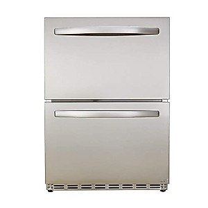 HCK 24 inch Weather Proof Design Indoor and Outdoor Undercounter Drawer Fridge, Built-in Beverage Refrigerator for Home and Commercial Use, Stainless Steel