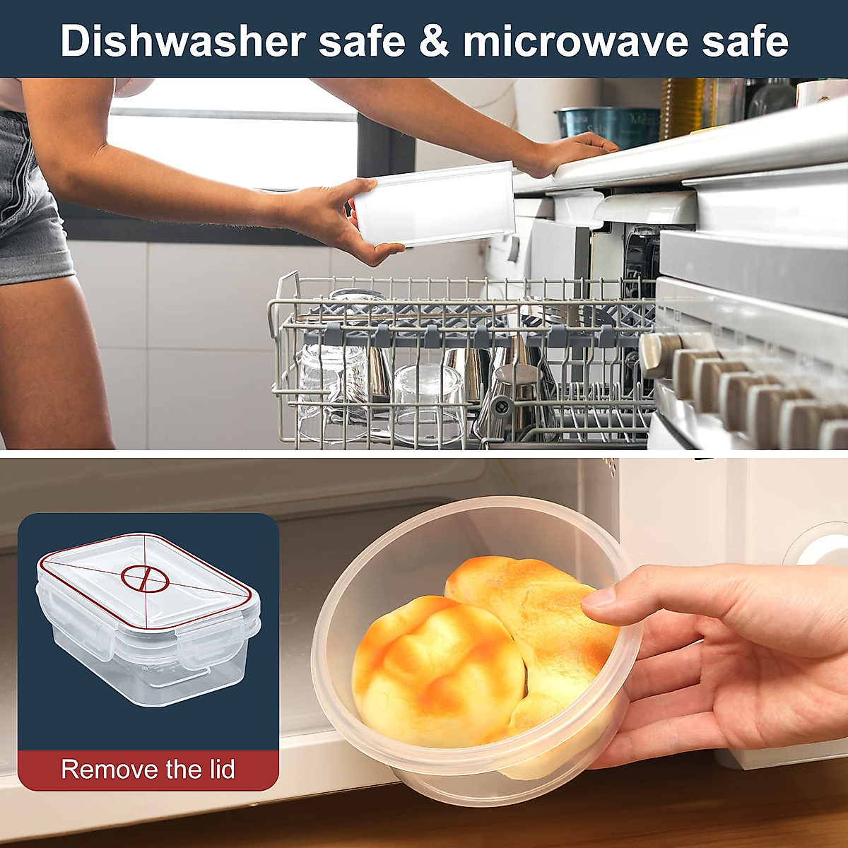 Moretoes 50pcs Plastic Storage Containers with Lids (25pcs Stackable Plastic Containers with 25 Lids) Meal Prep Containers, BPA Free, Microwave Dishwasher Safe