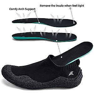 Akk Barefoot Sock Shoes Men Women - Minimalist Toe Zero Drop Walking Shoes Comfortable Ultra Portable Non Slip Multi-Occasion Water Shoes All Black Men Size 8 Women Size 10