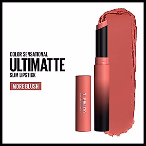Maybelline Color Sensational Ultimatte Matte Lipstick, Non-Drying, Intense Color Pigment, More Blush, Rose Pink, 1 Count